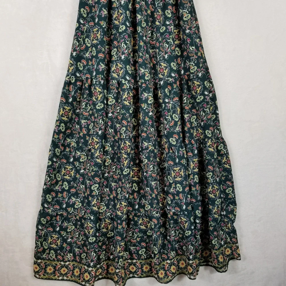 Max Studio | Dresses | Max Studio Green Floral Smocked Tiered Maxi ...